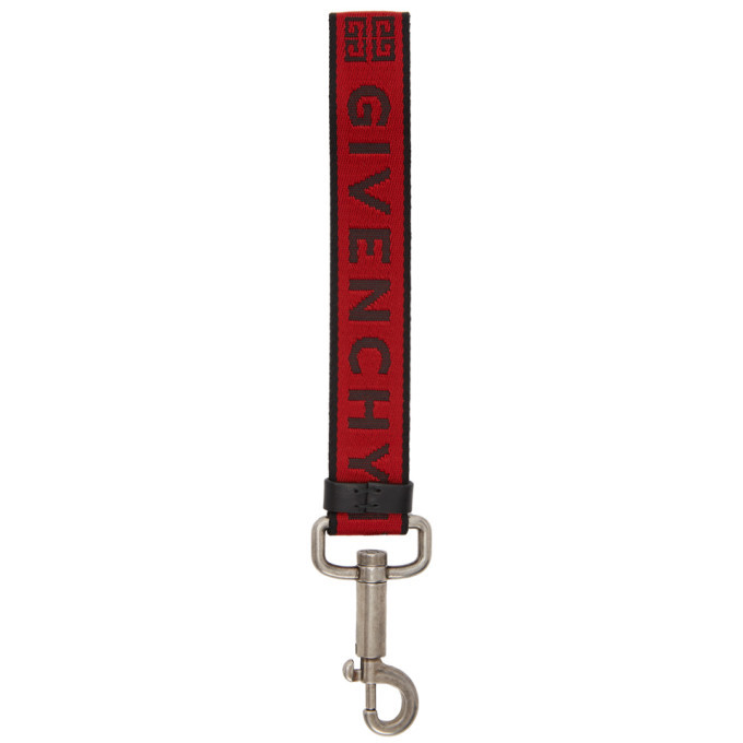 Givenchy Red and Black Short 4G Logo Keychain Givenchy