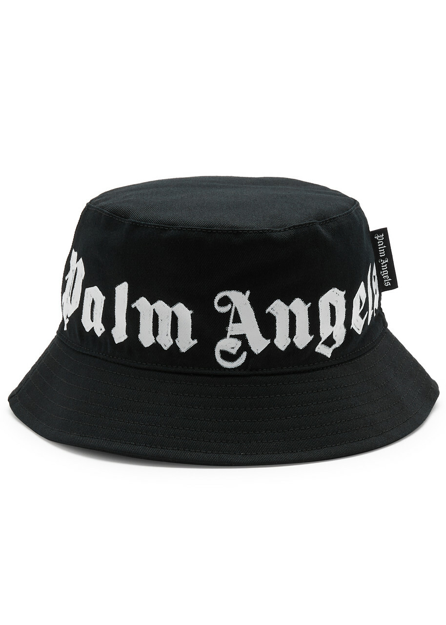 Palm Angels Logo-print Cotton Bucket hat - Black - One Size Palm Angels