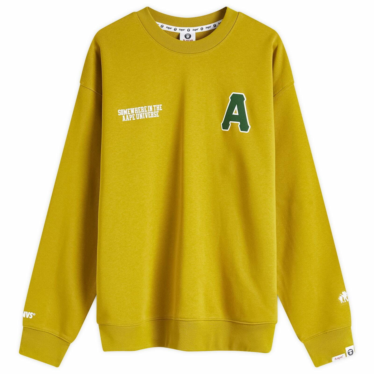 Men's AAPE A Logo Sweatshirt in Green (Yellow) AAPE by A Bathing Ape