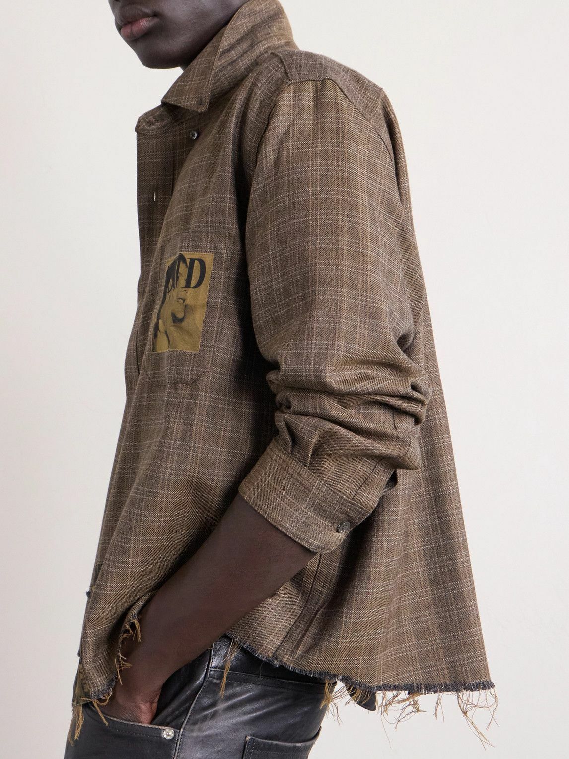 Enfants Riches Déprimés - Assemblage Frayed Appliquéd Checked Wool ...