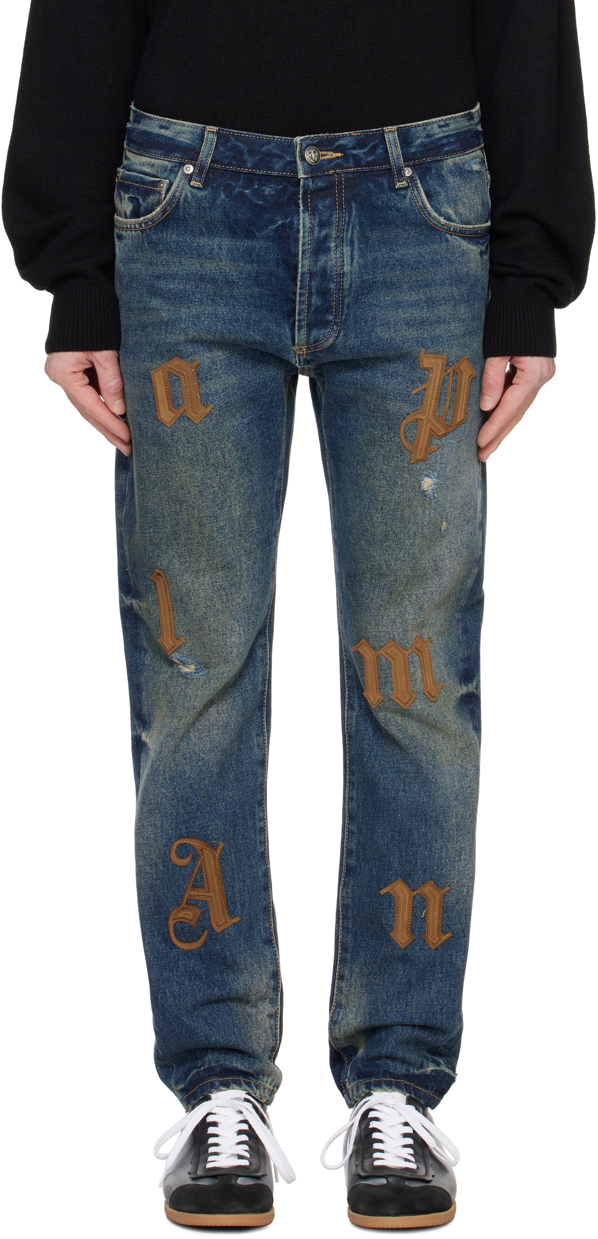 Palm Angels Blue Logo Patches Jeans Palm Angels