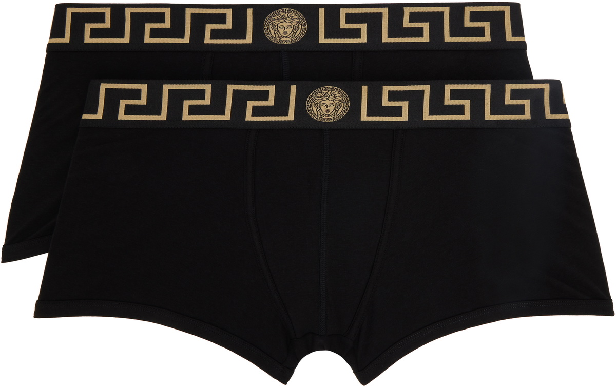 Versace Underwear Two-Pack Black Greca Border Boxer Briefs Versace ...