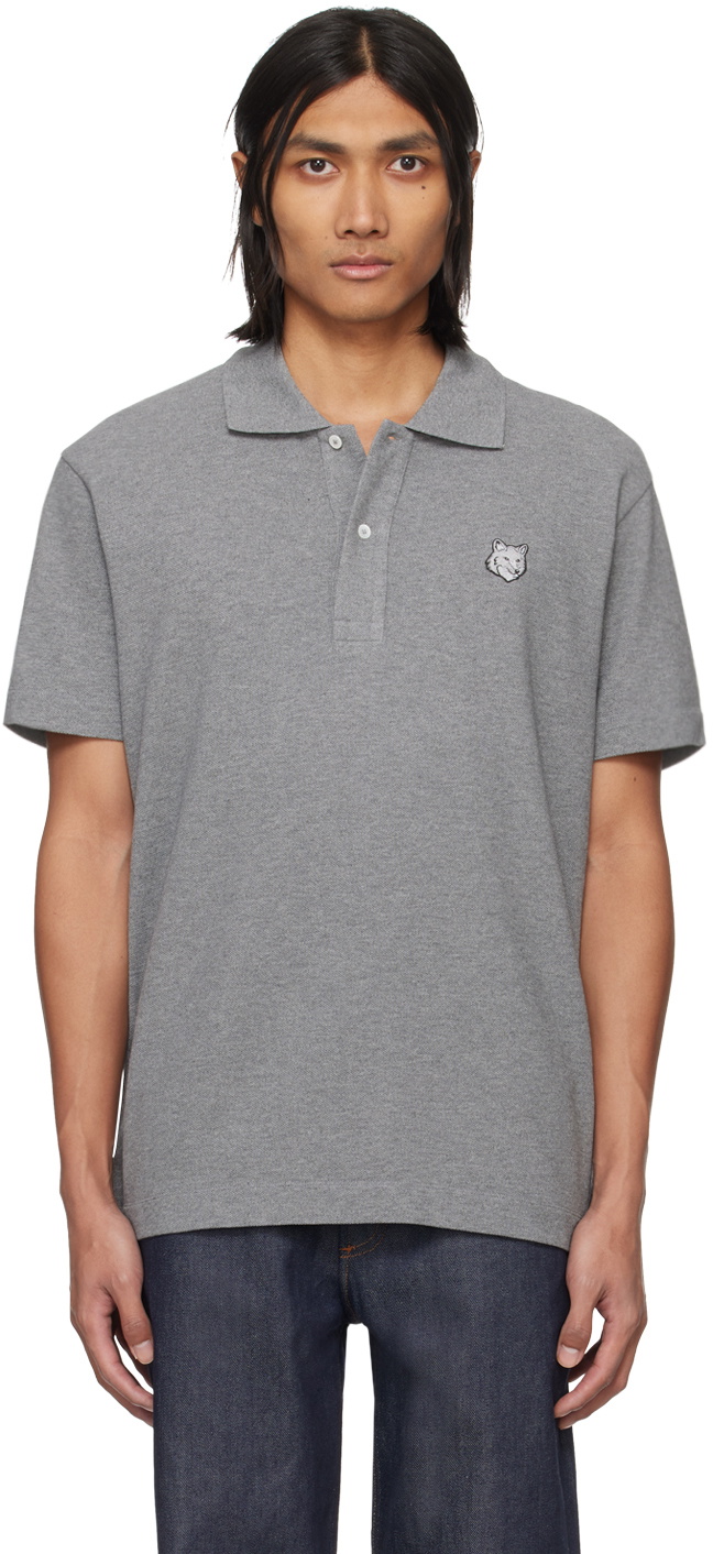 Maison Kitsuné Gray Bold Fox Head Polo Maison Kitsune