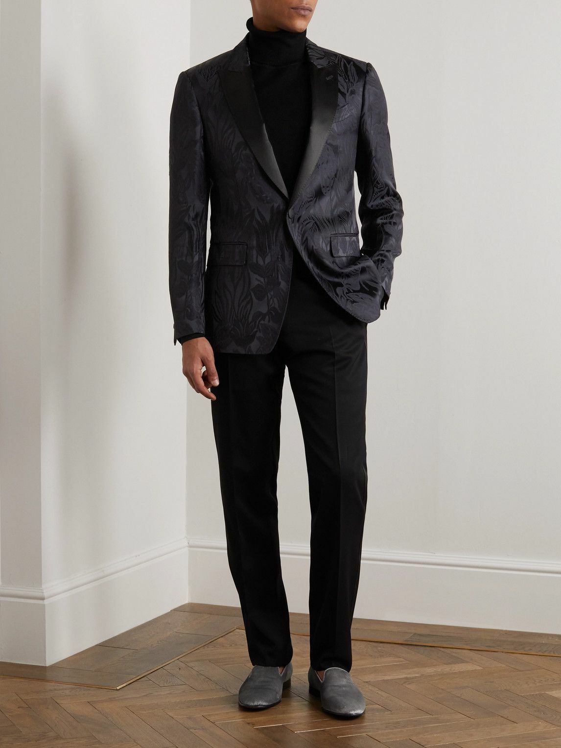 Etro - Satin-Trimmed Jacquard Tuxedo Jacket - Blue Etro