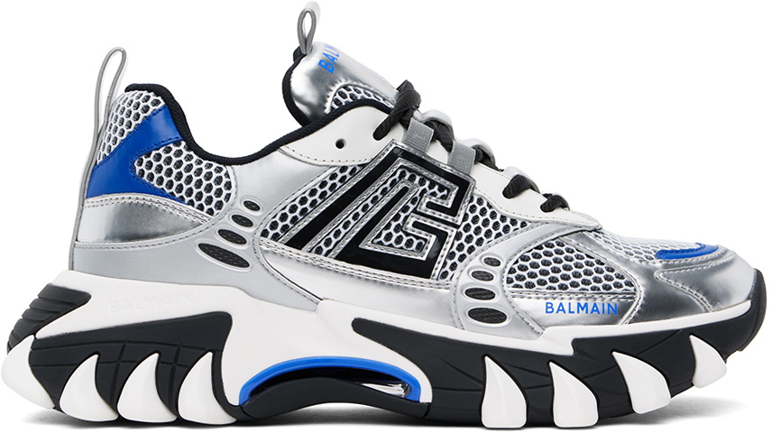 Balmain Silver & Blue B-East PB Sneakers Balmain Balmain Silver & Blue B-East PB Sneakers Balmain