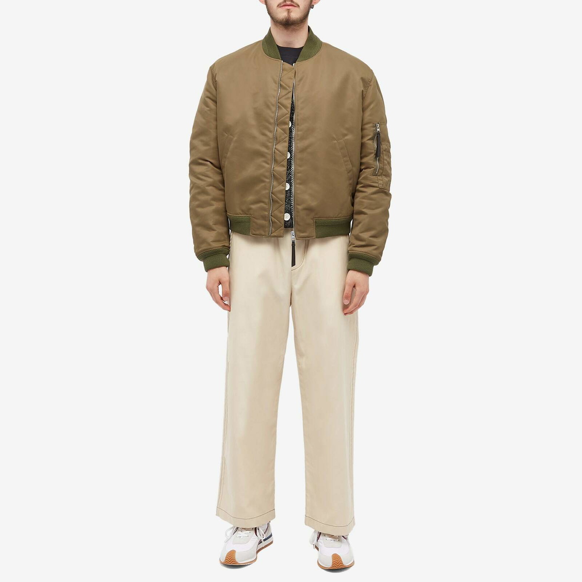 Loewe Men's Bomber Jacket in Khaki Green Loewe