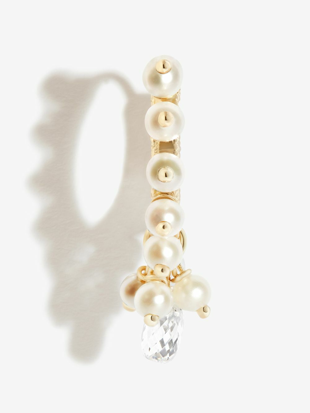 MARIA TASH 18K Yellow Gold Coronet Diamond And Pearl Hoop Earring Maria ...
