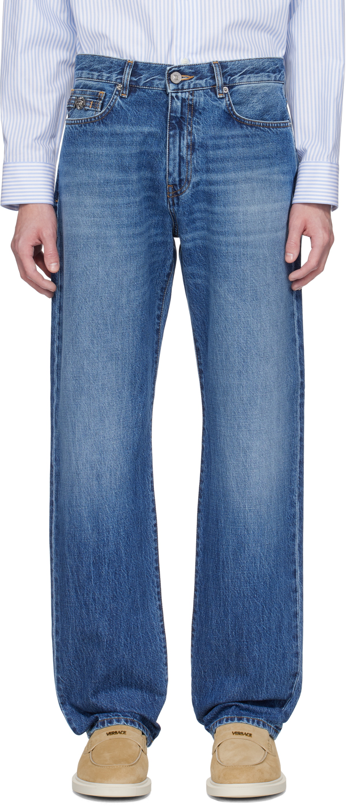 Versace Blue Loose-Fit Jeans Versace