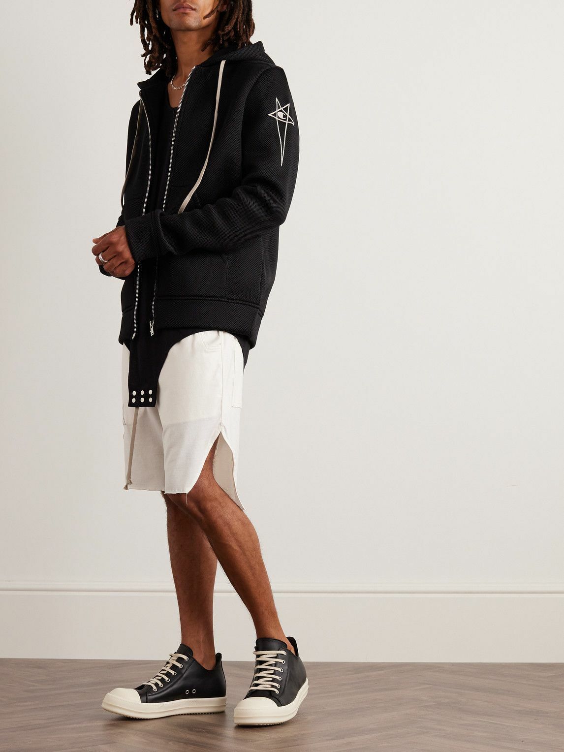 Rick Owens - Champion Jason's Embroidered Recycled-Mesh Zip-Up Hoodie ...