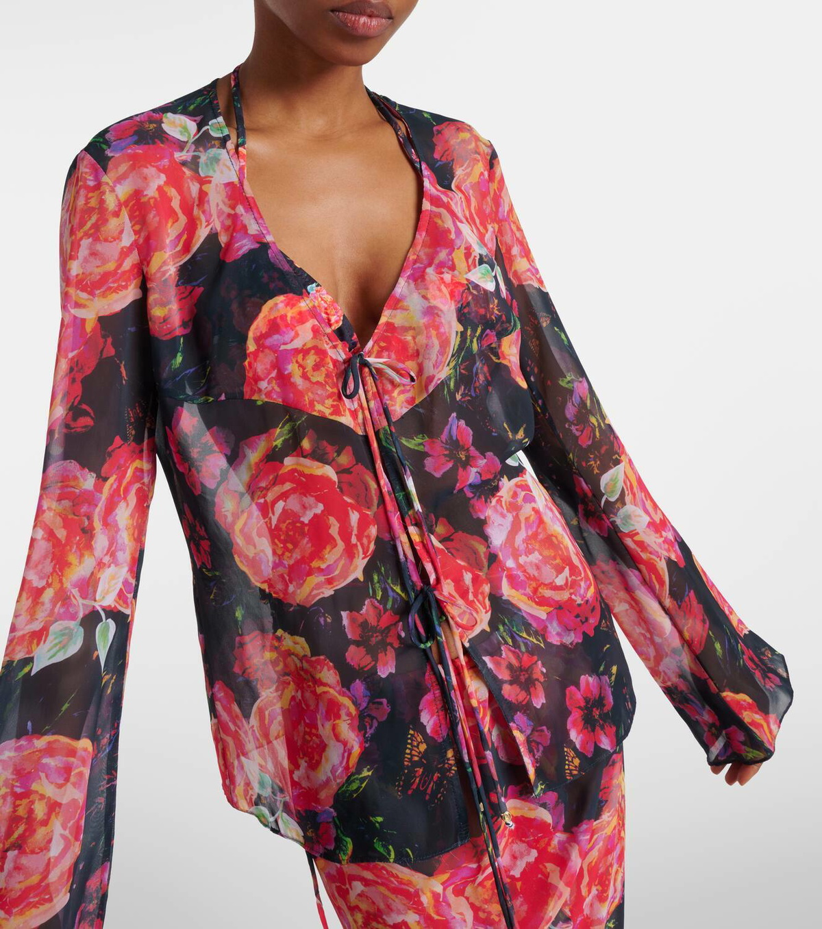 Bananhot Vanessa floral chiffon beach cover-up Bananhot