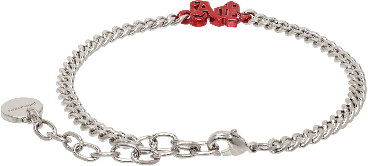 Palm Angels Silver 'PA' Monogram Chain Bracelet Palm Angels