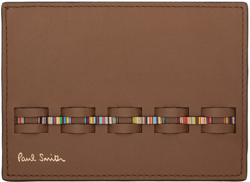Paul Smith Brown Woven Front Card Holder Paul Smith