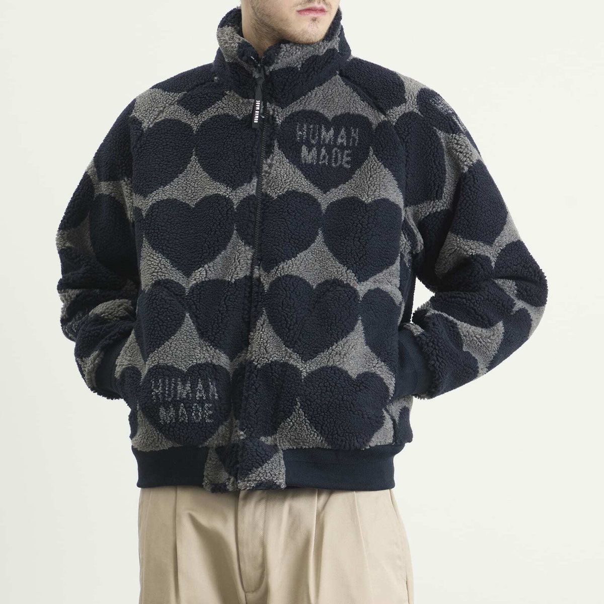 Human Made Men's Heart Fleece Jacket in Navy Human Made