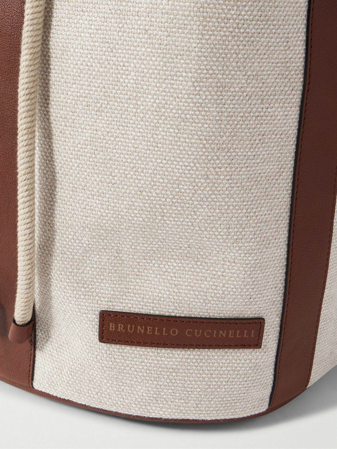 Brunello Cucinelli - Leather-Trimmed Cotton and Linen-Blend Canvas ...