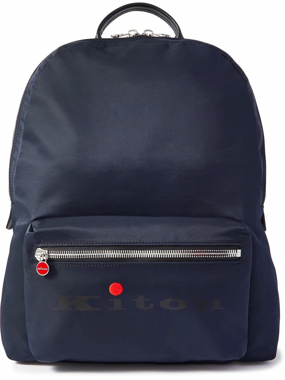 Kiton - Logo-Print Leather-Trimmed Shell Backpack Kiton