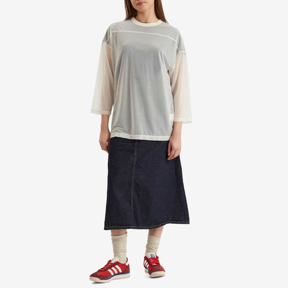 Beams Boy Women's Sheer Football Top in Off White Beams Boy