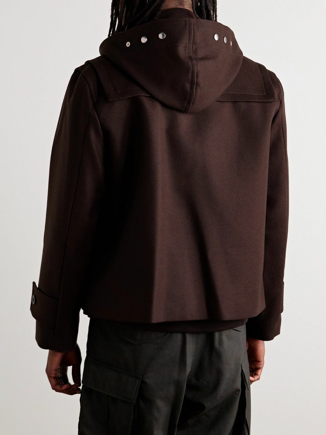 Sacai - Rope-Trimmed Layered Melton Wool-Felt and Nylon Hooded Jacket ...