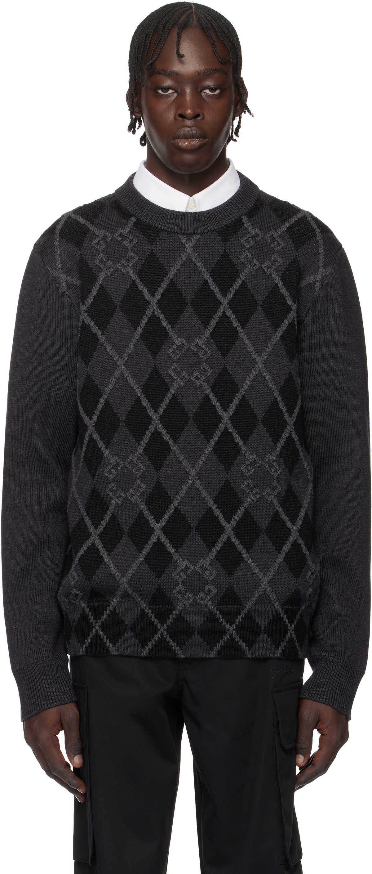 Givenchy Black Monogram 72 Argyle Sweater Givenchy