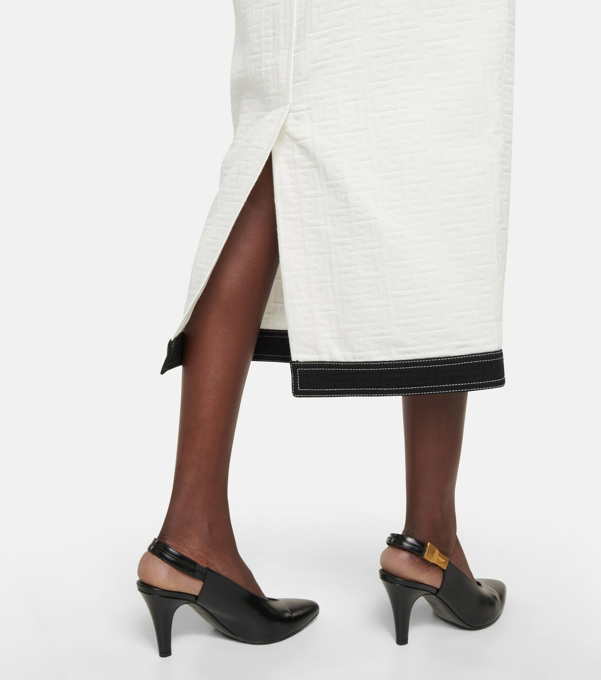 Balmain - Embossed denim midi skirt Balmain