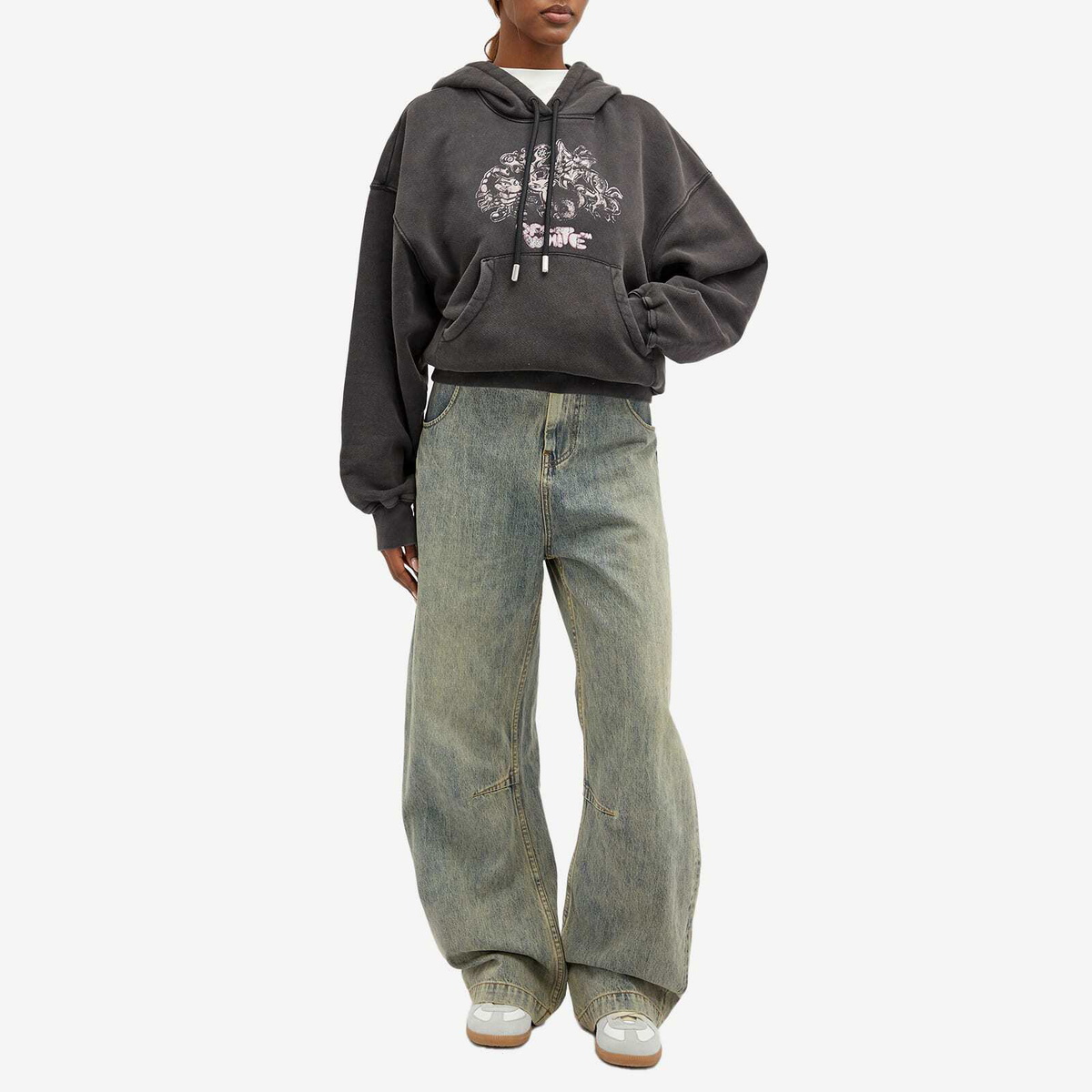 Off-White Women's Washed Characters Over Hoodie in Black Off-White