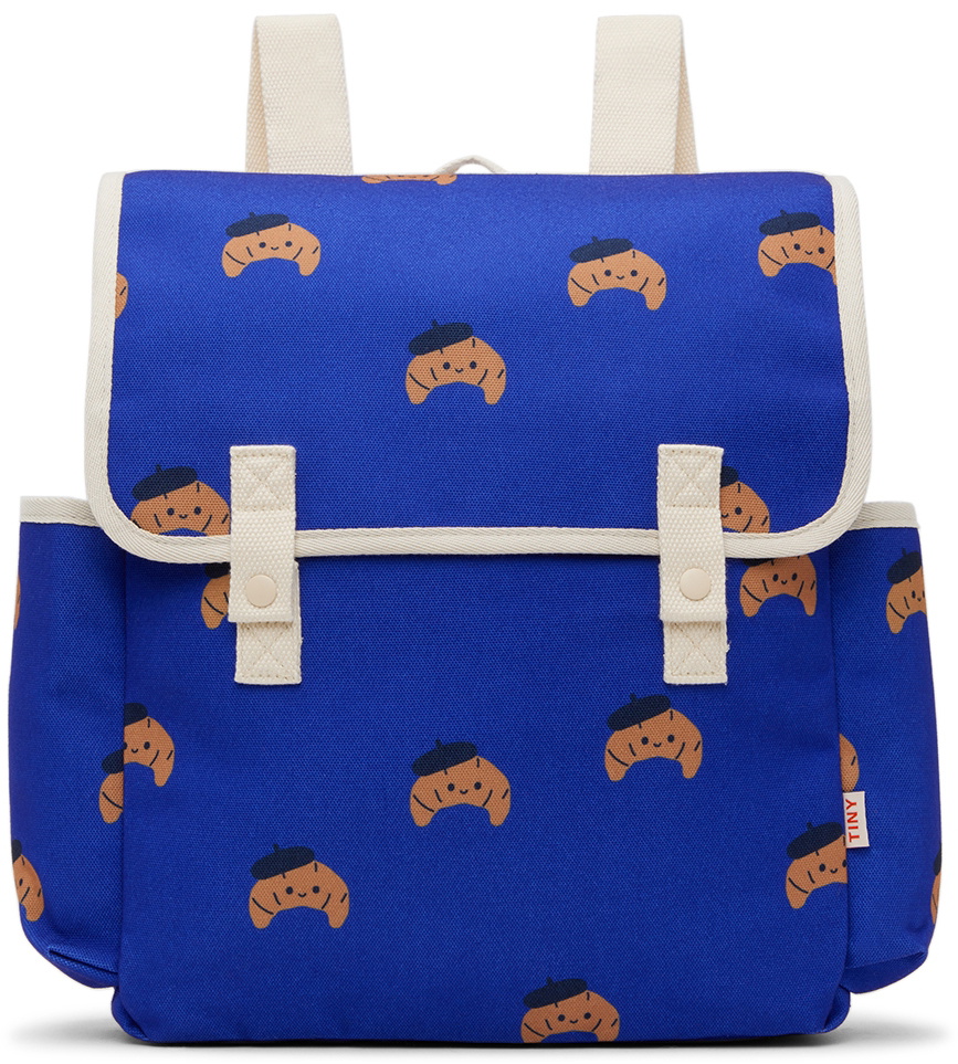 TINYCOTTONS Kids Blue Croissants Backpack TINYCOTTONS