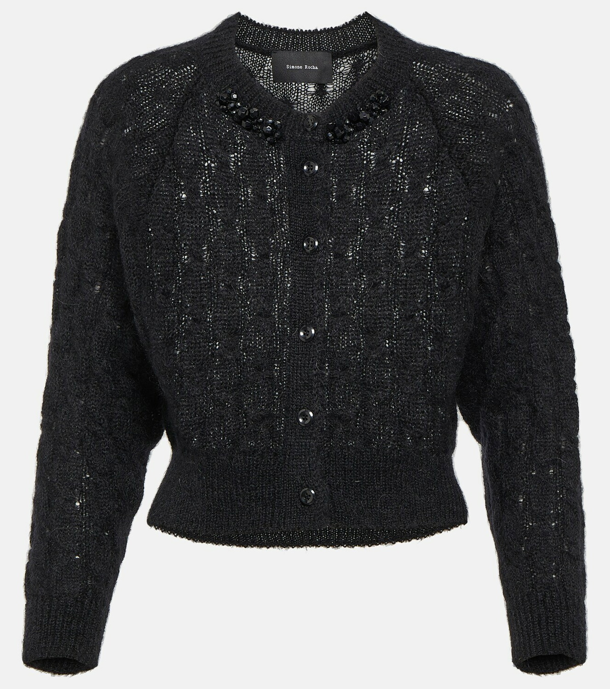 Simone Rocha Embellished cropped mohair-blend cardigan Simone Rocha