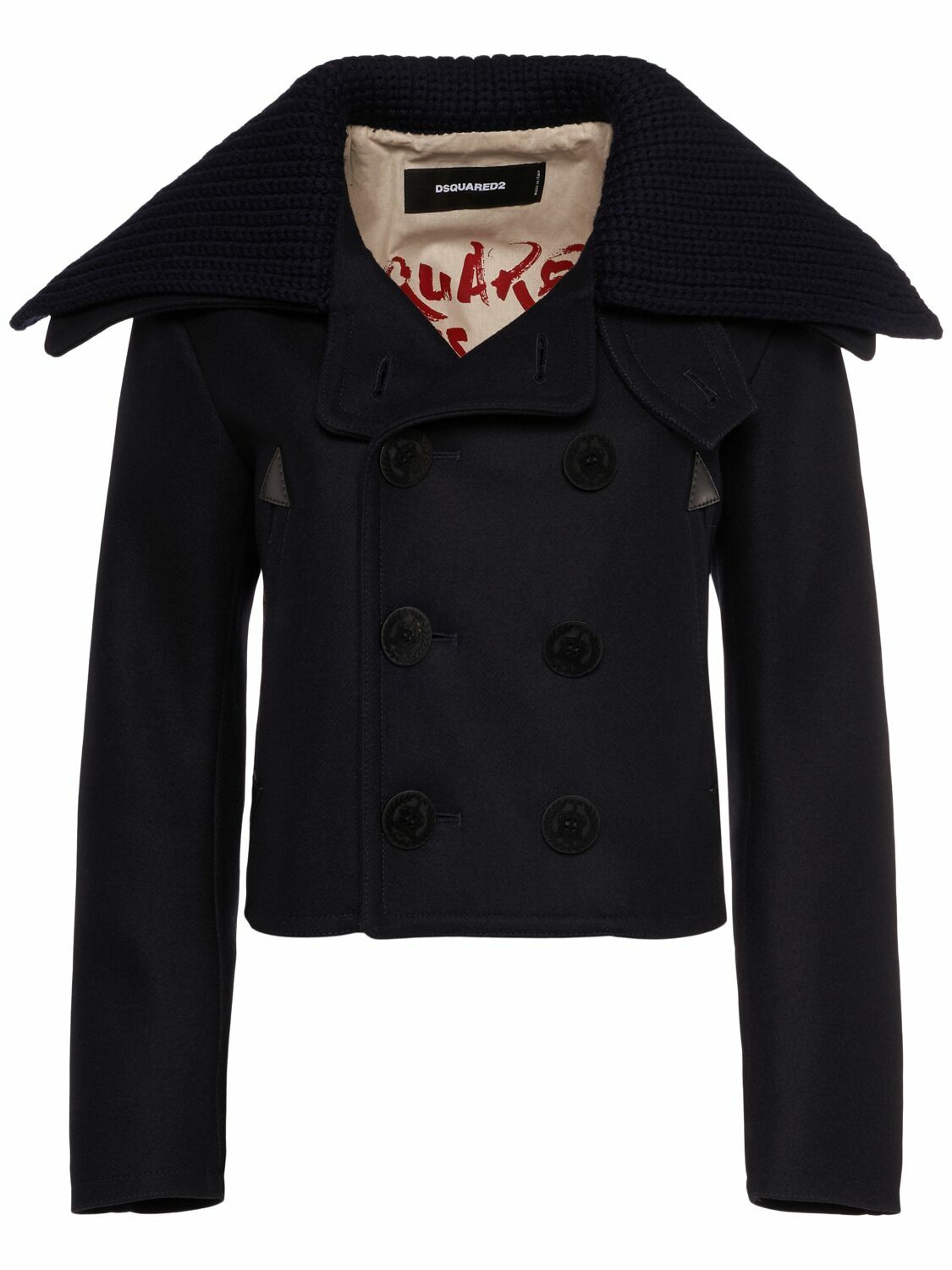 DSQUARED2 Felt Stretch Wool Sailor Peacoat Dsquared2