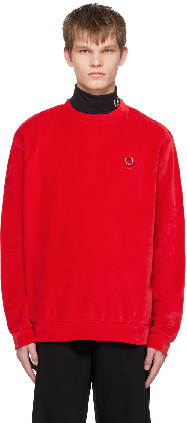 Raf Simons Red Embroidered Sweatshirt Raf Simons