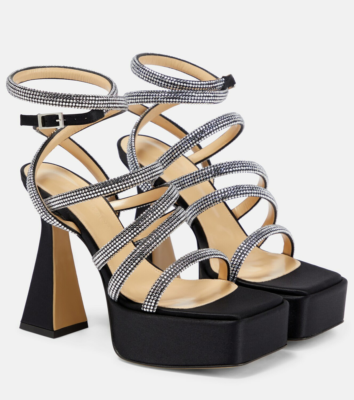 Mach & Mach - Sydney embellished satin platform sandals MACH & MACH