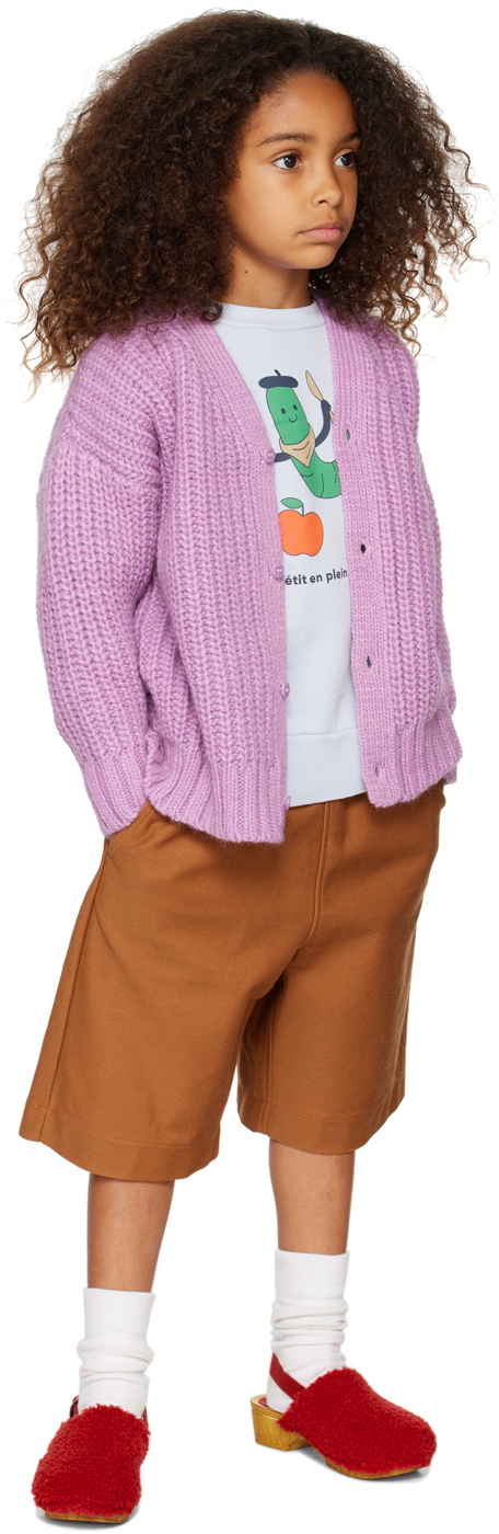 TINYCOTTONS Kids Purple Solid Cardigan TINYCOTTONS