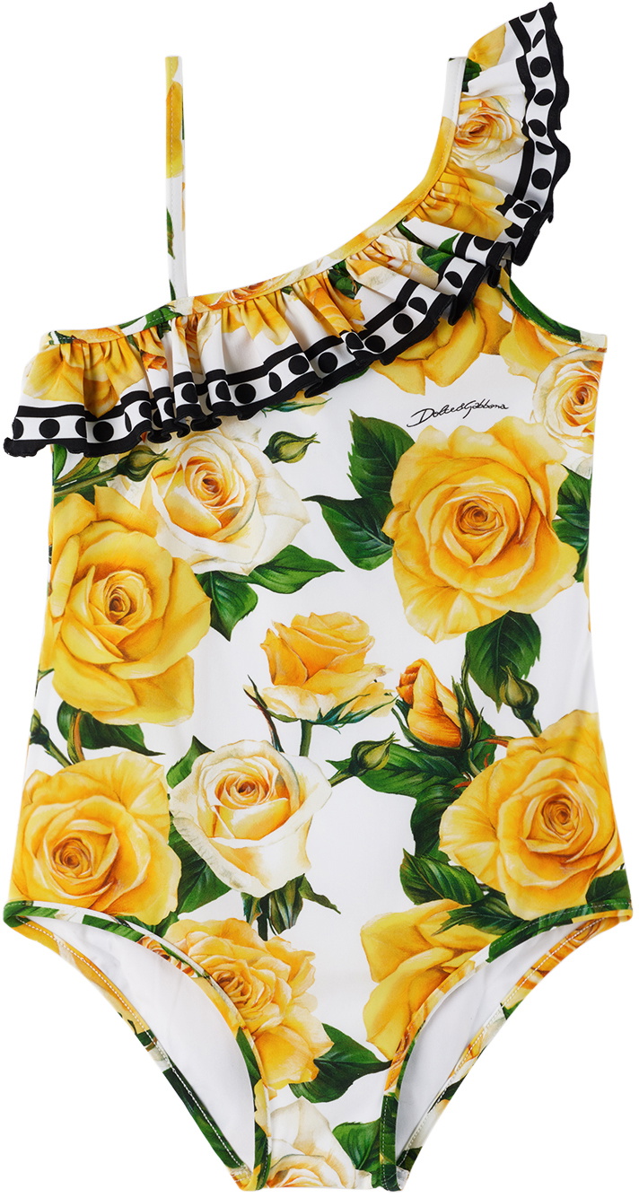 Dolce&Gabbana Kids Yellow Ruffled Swimsuit Dolce & Gabbana