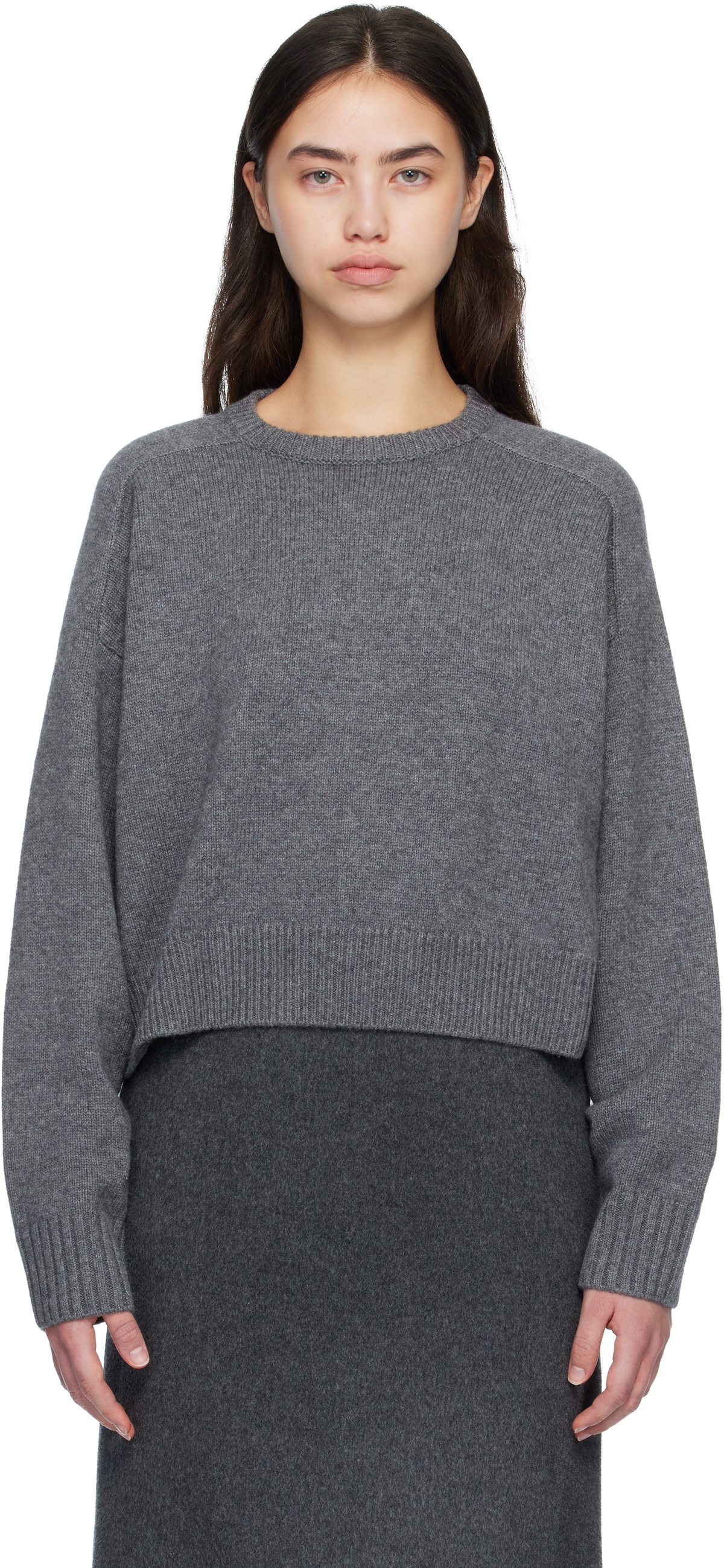 Loulou de Saison Gray BRUZZI LDS Cropped Sweater Loulou Studio