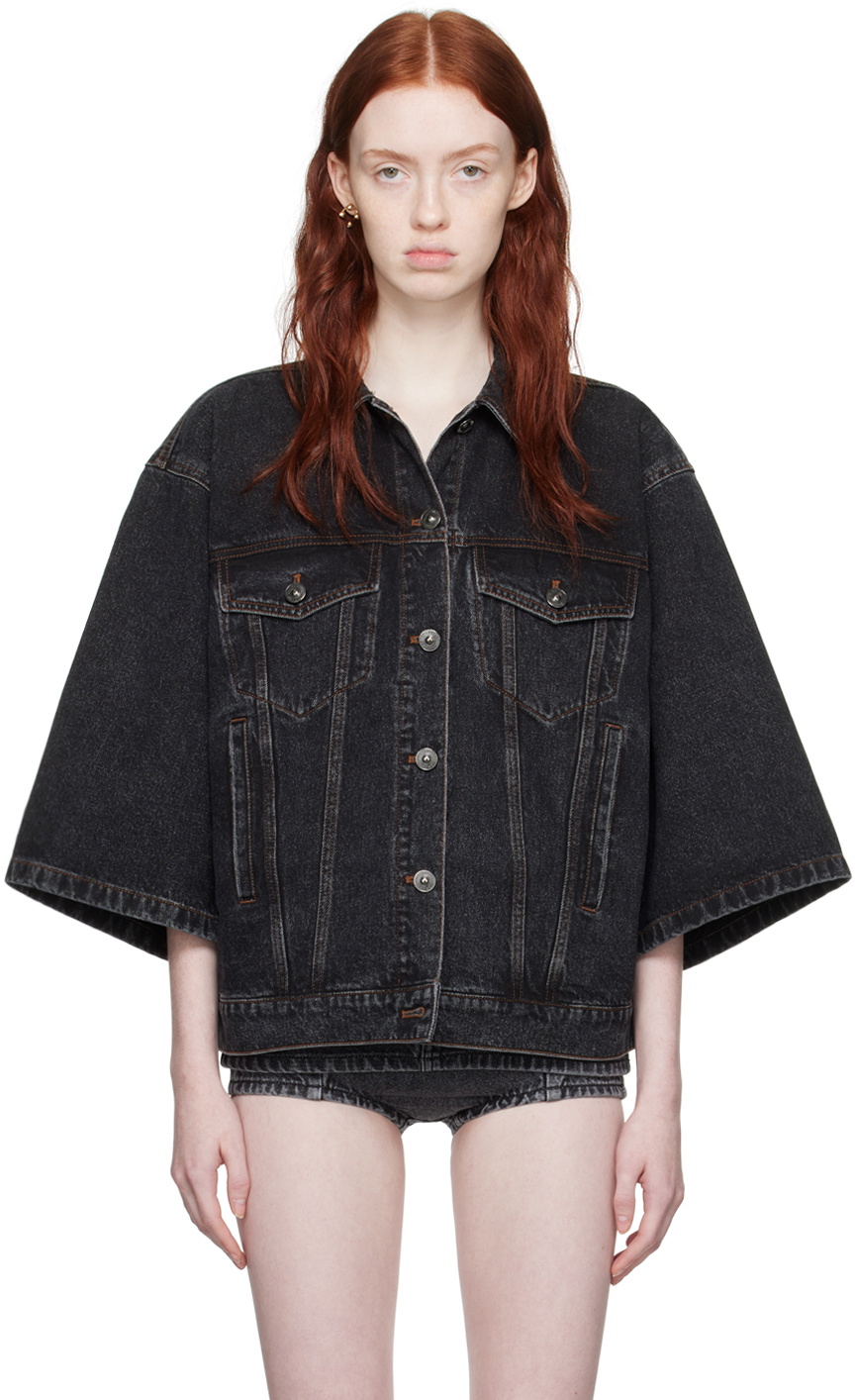 Pushbutton Black Faded Denim Jacket Pushbutton