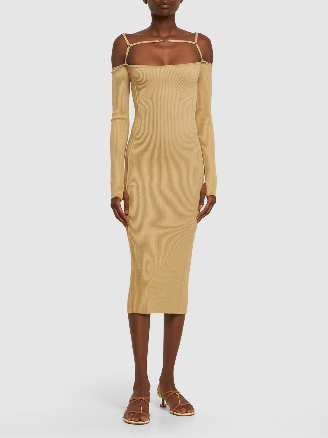 JACQUEMUS - La Robe Sierra Ribbed Jersey Midi Dress Jacquemus