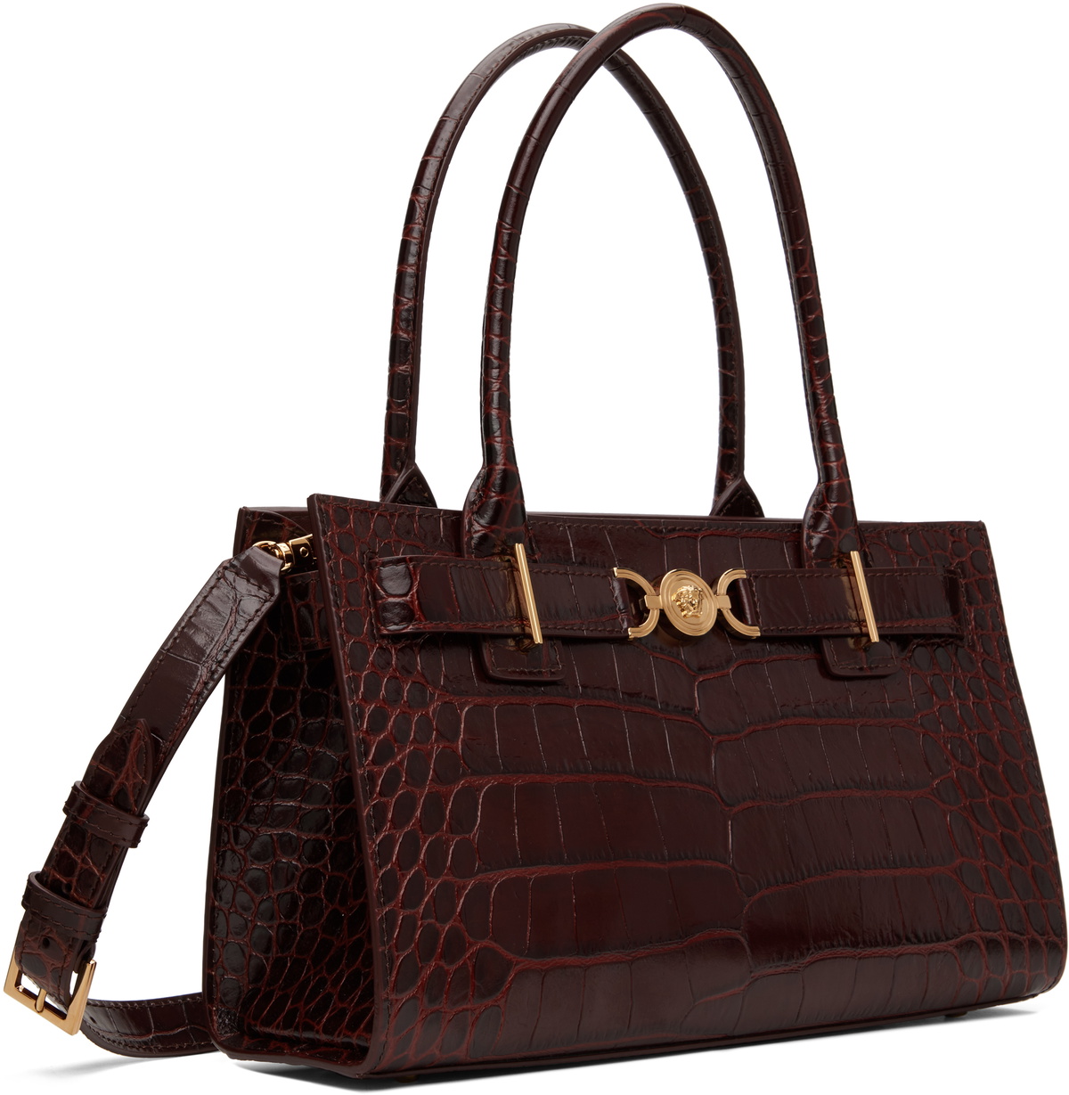 Versace Burgundy Croc-Effect Medusa '95 Bag Versace
