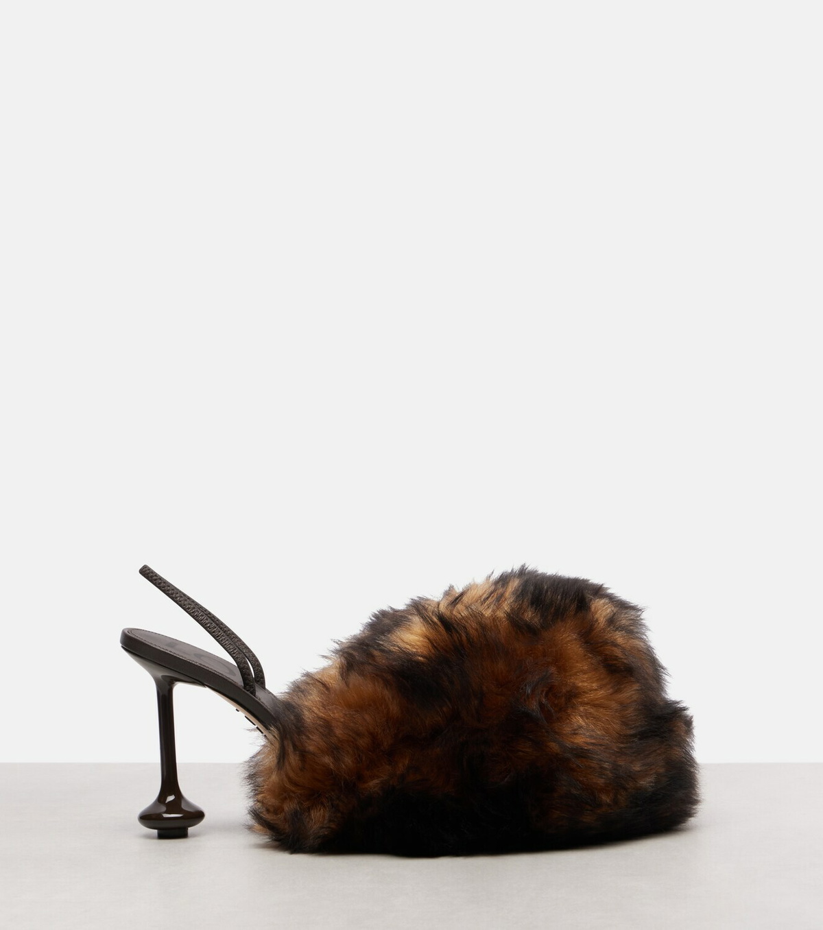 Loewe Toy 90 leather and shearling slingback pumps Loewe