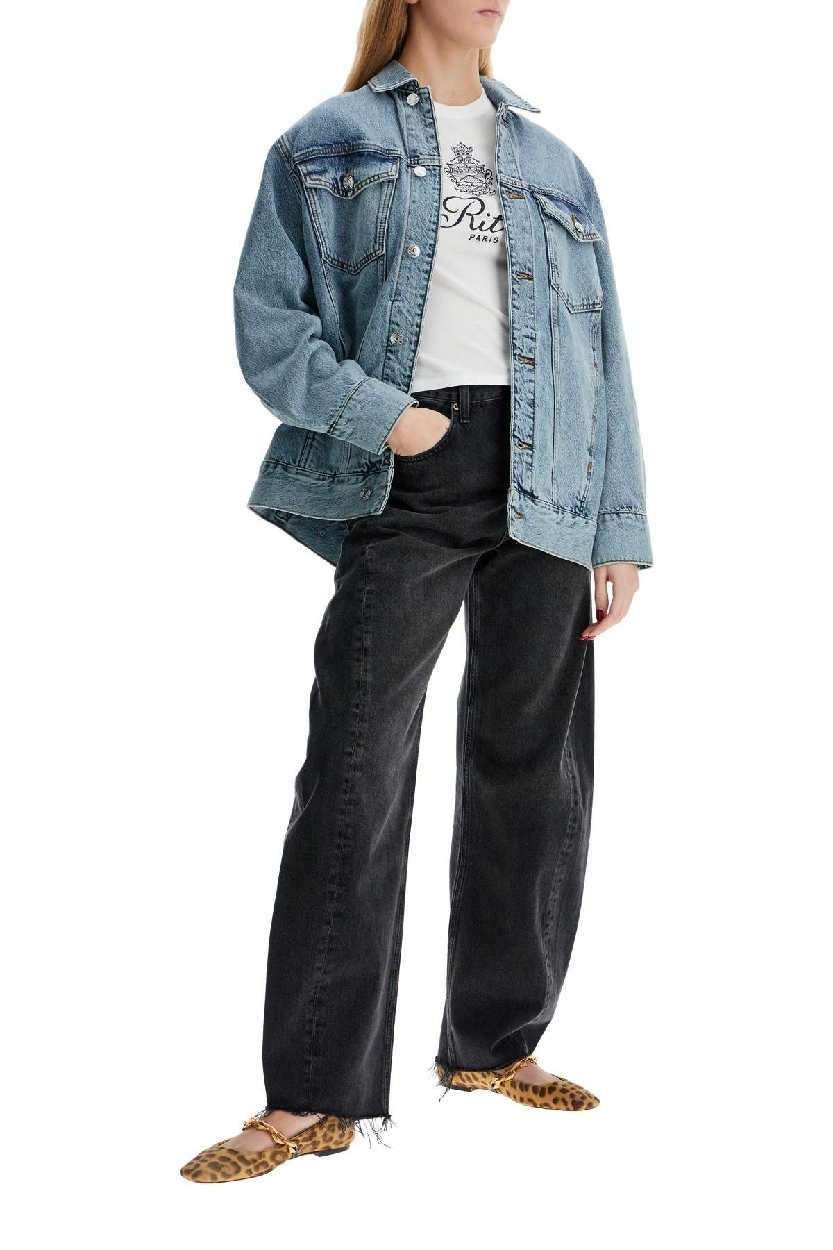 FRAME embroidered frame x ritz paris White Frame Denim