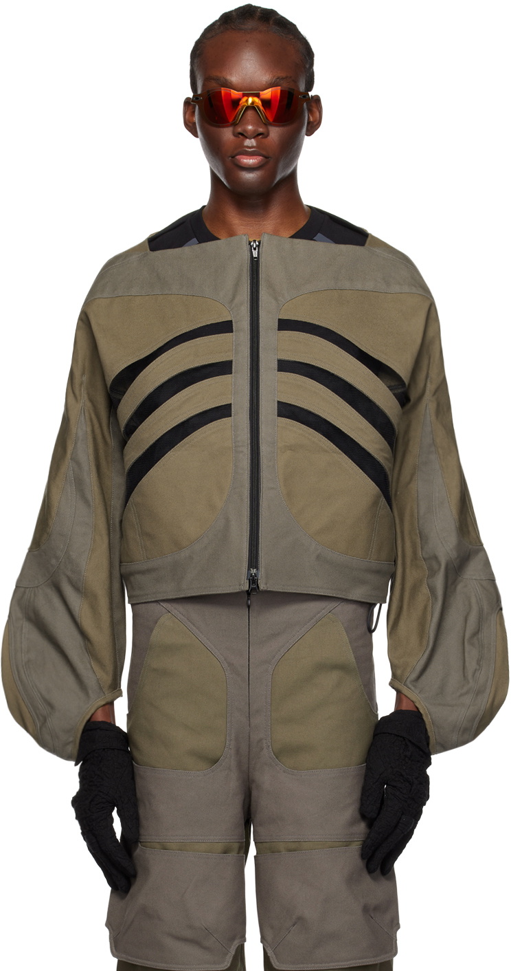 HOKITA Gray & Khaki Paneled Jacket