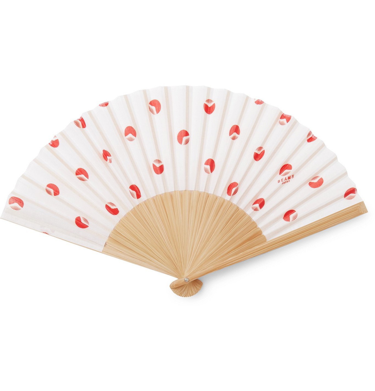 BY JAPAN - Beams Japan Komaruyasumii Printed Cloth and Wood Fan - White ...