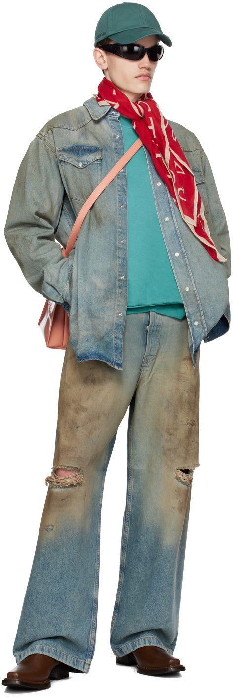 Acne Studios Blue Press-Stud Denim Shirt Acne Studios