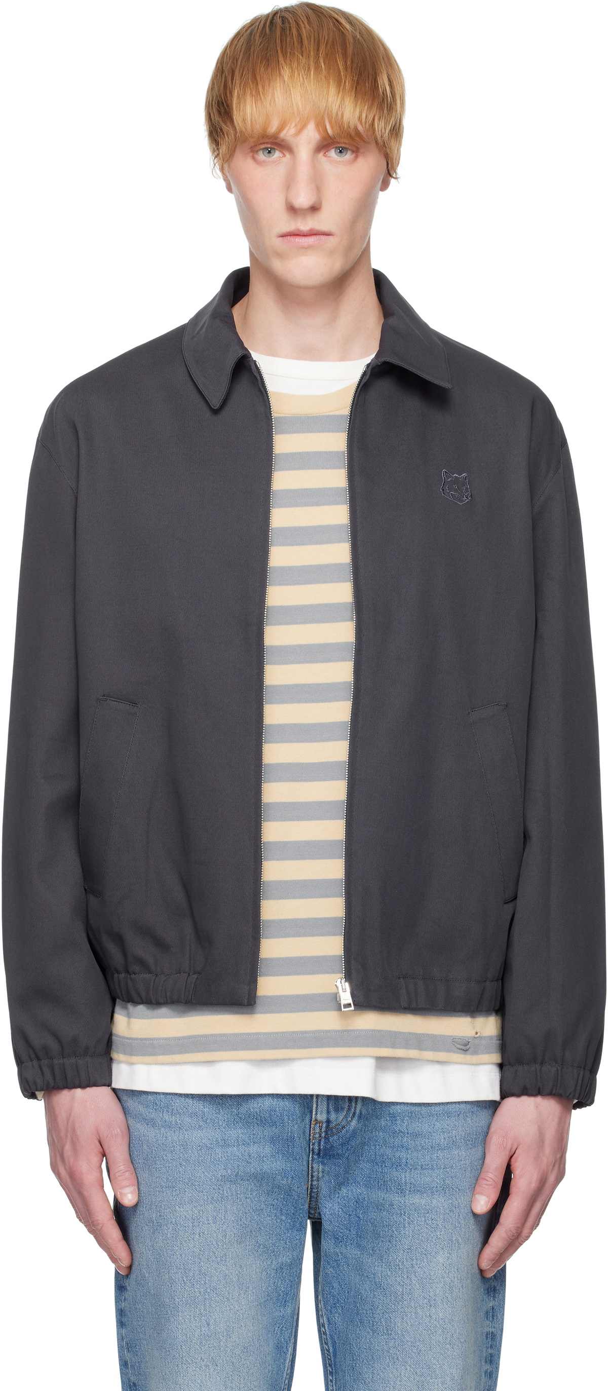 Maison Kitsuné Navy Elasticated Zipped Jacket Maison Kitsune