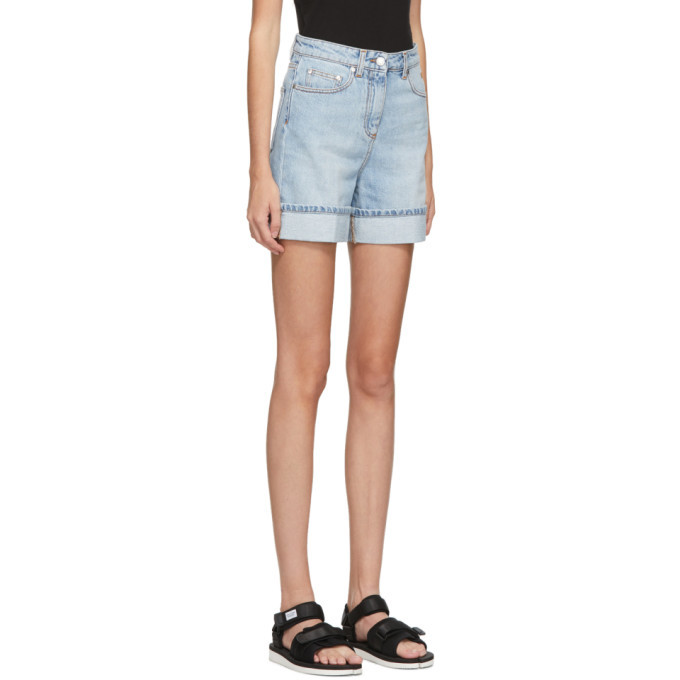MSGM Blue Denim Rolled Cuffs Shorts MSGM