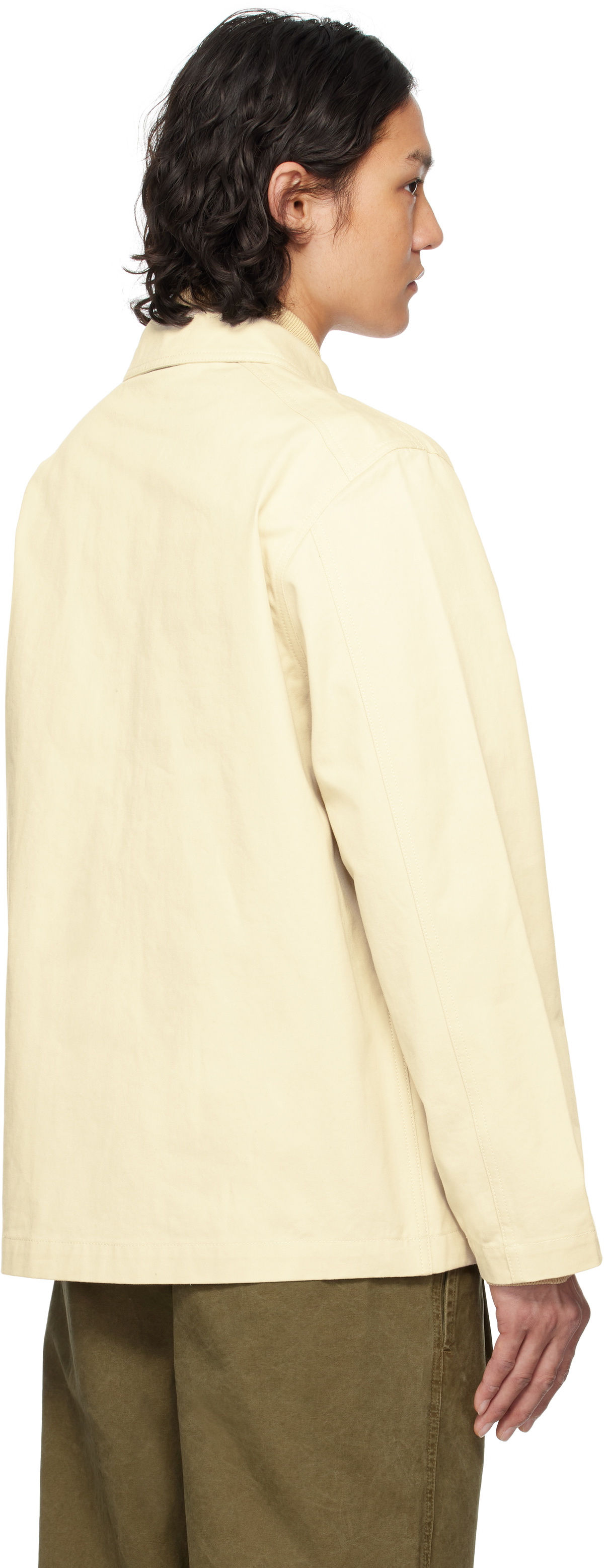 Drake's Off-White Double Breasted Chore Jacket Drake's