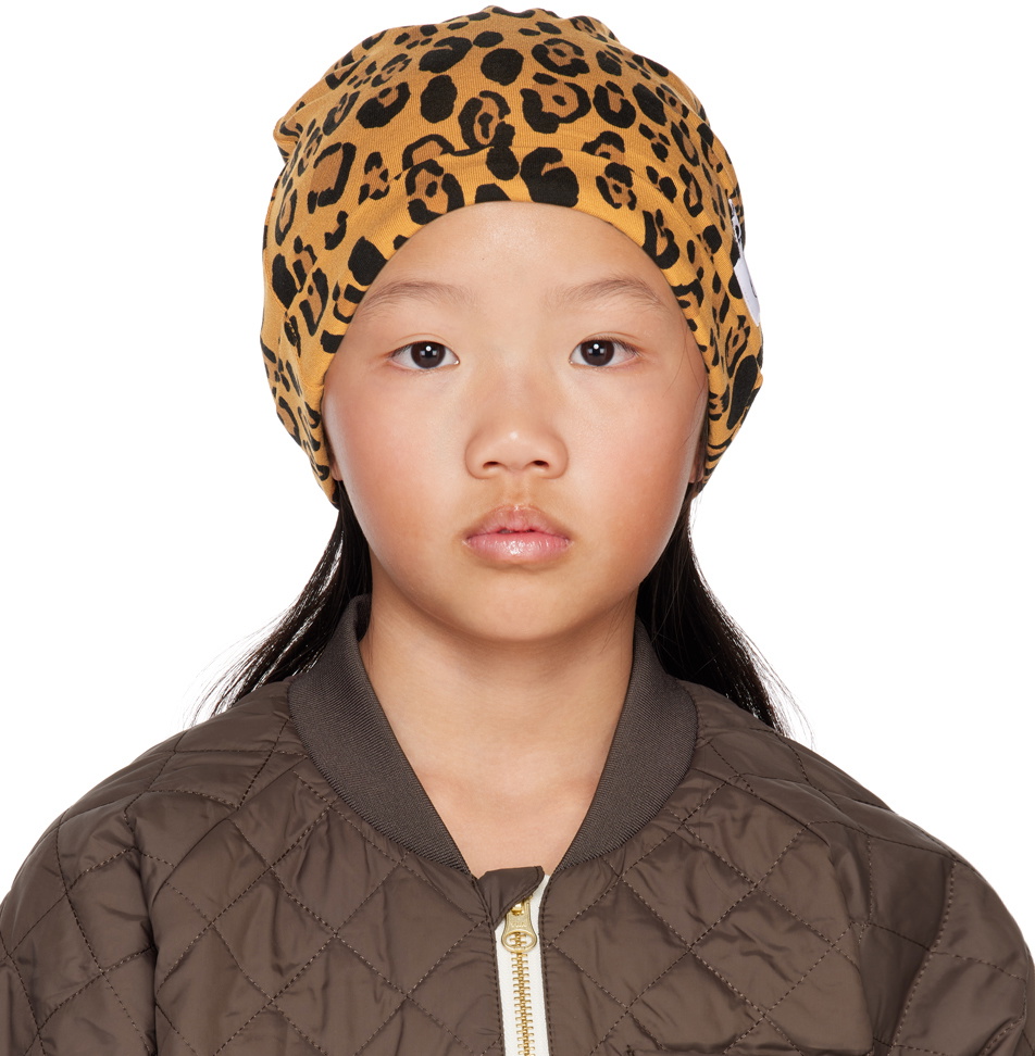 Mini Rodini Kids Beige Basic Leopard Beanie Mini Rodini