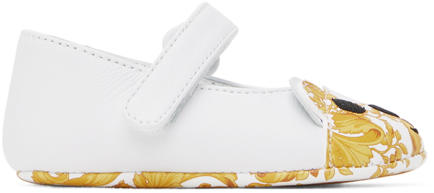 Versace Baby White & Gold Graphic Pre-Walkers Versace