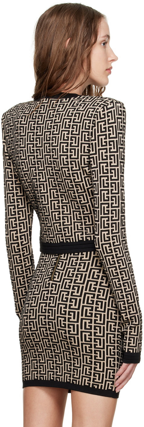 Balmain Beige & Black Monogram Cardigan Balmain