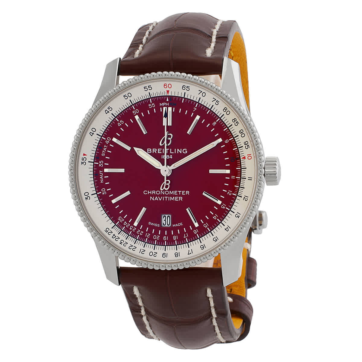 Breitling Navitimer Automatic Chronometer Red Dial Mens Watch ...
