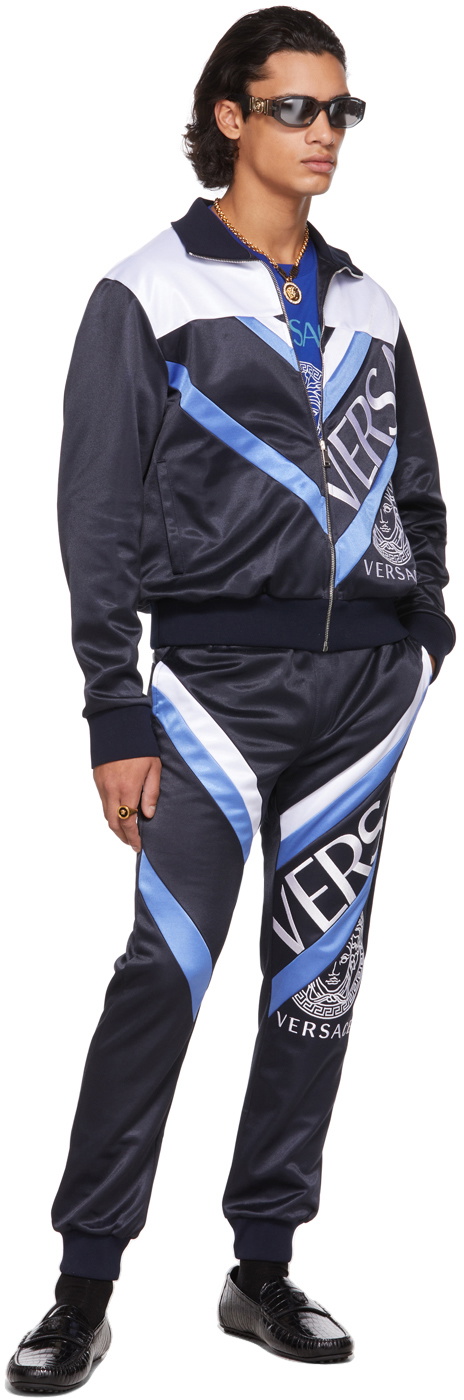 Versace Navy Jersey Logo Jacket Versace