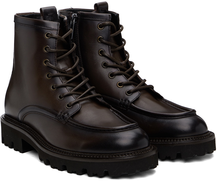 BOSS Brown Apron Toe Boots BOSS