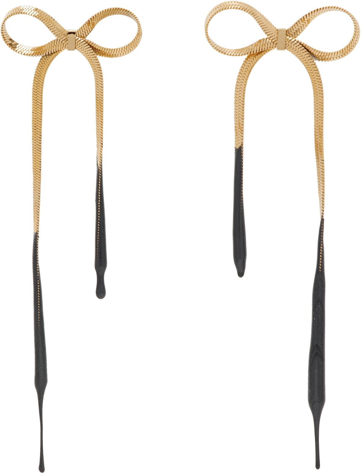 Ottolinger Gold & Black Laced Bow Earrings Ottolinger